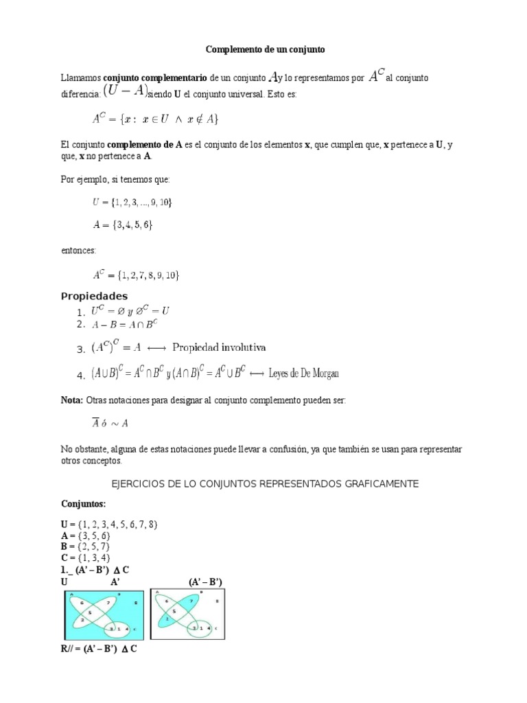 Complemento de Un Conjunto | PDF | Conjunto (Matemáticas) | Número natural