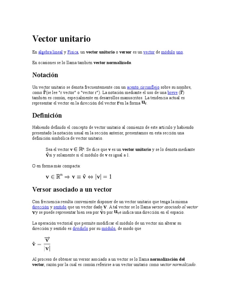 Vector Unitario | PDF | Sistema de coordenadas Cartesianas | Sistema ...