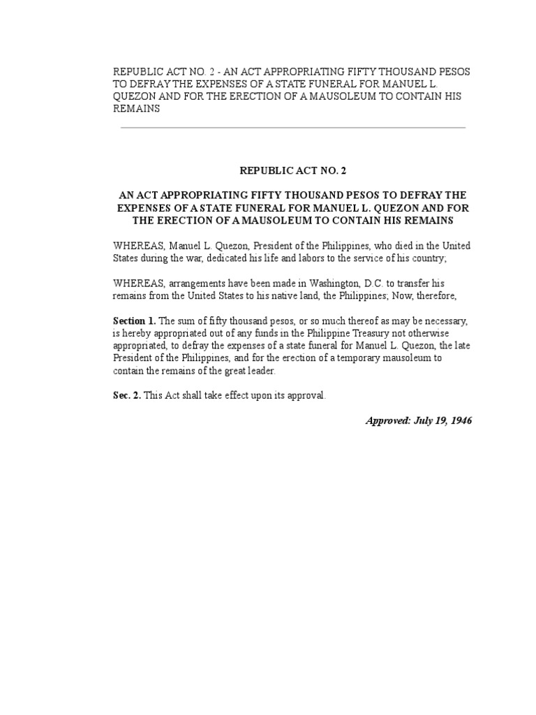 Republic Act No. 2 | PDF