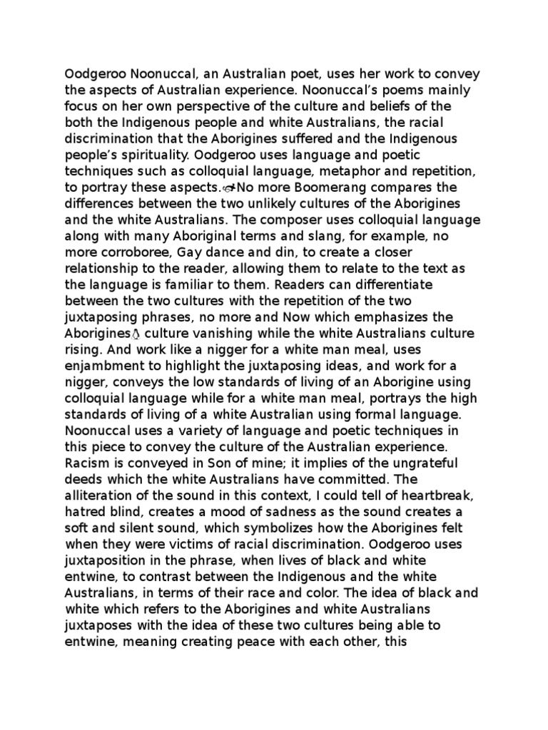 Oodgeroo Noonuccal's Poetic Insights | PDF | Indigenous Australians ...