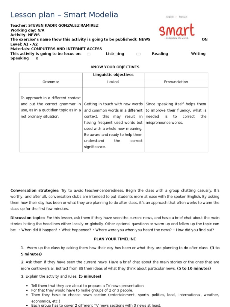 Lesson Plan A1-A2 | PDF | Lesson Plan | Psychological Concepts