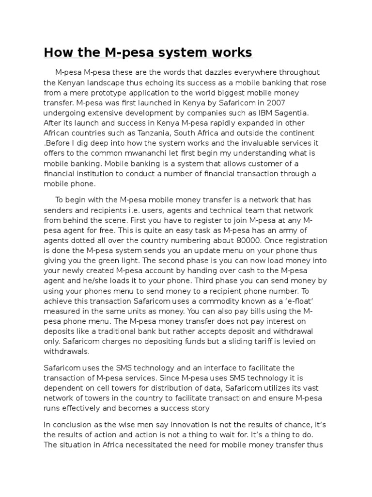 How The M Pesa Works | PDF | Information Technology | Service Industries