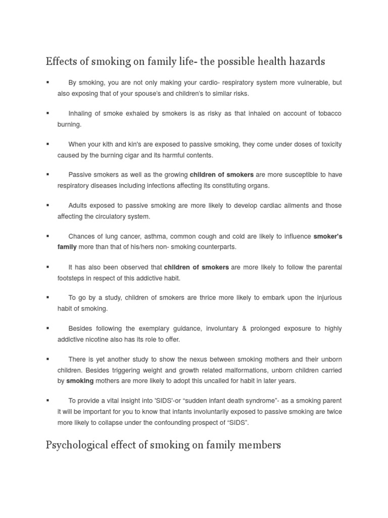Effects of Smoking On Family Life | PDF | Smoking | Tobacco Smoking