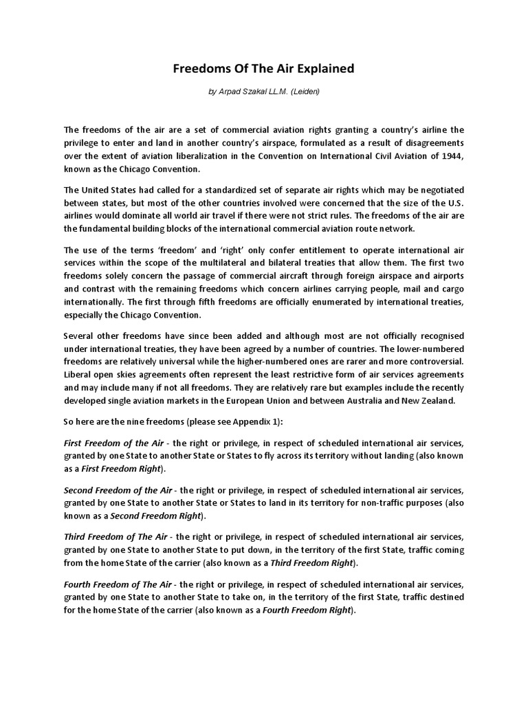 Freedoms of The Air Explained PDF | PDF