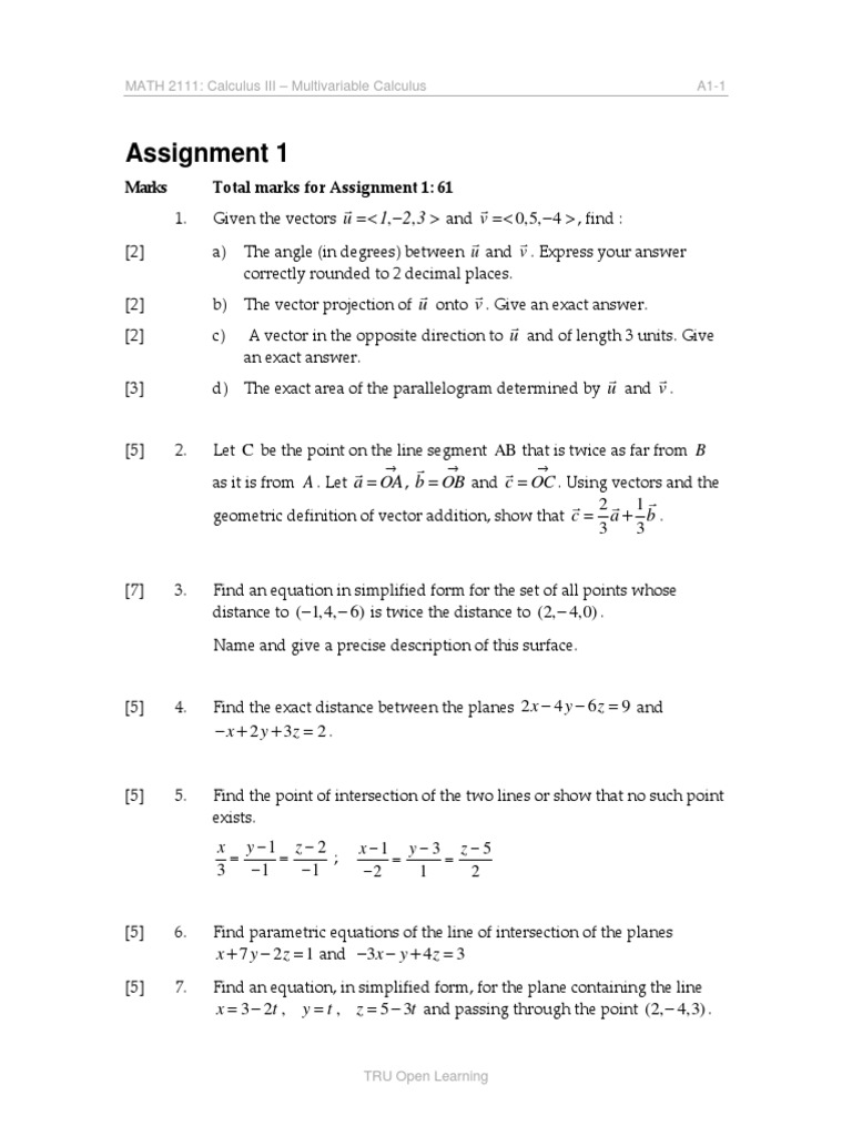 MATH 2111 Assignment 1 Overview | PDF | Teaching Methods & Materials