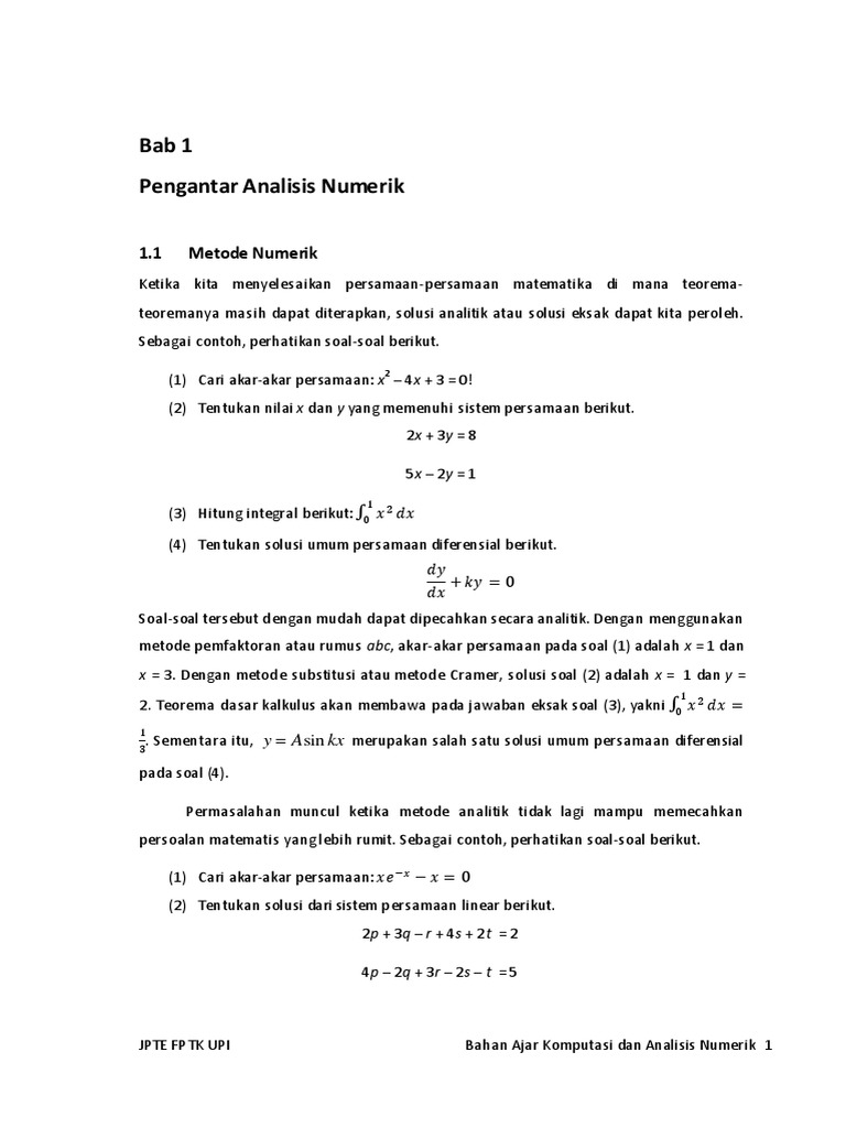 AN01 Pengantar Analisis Numerik Rev | PDF | Sains & Matematika
