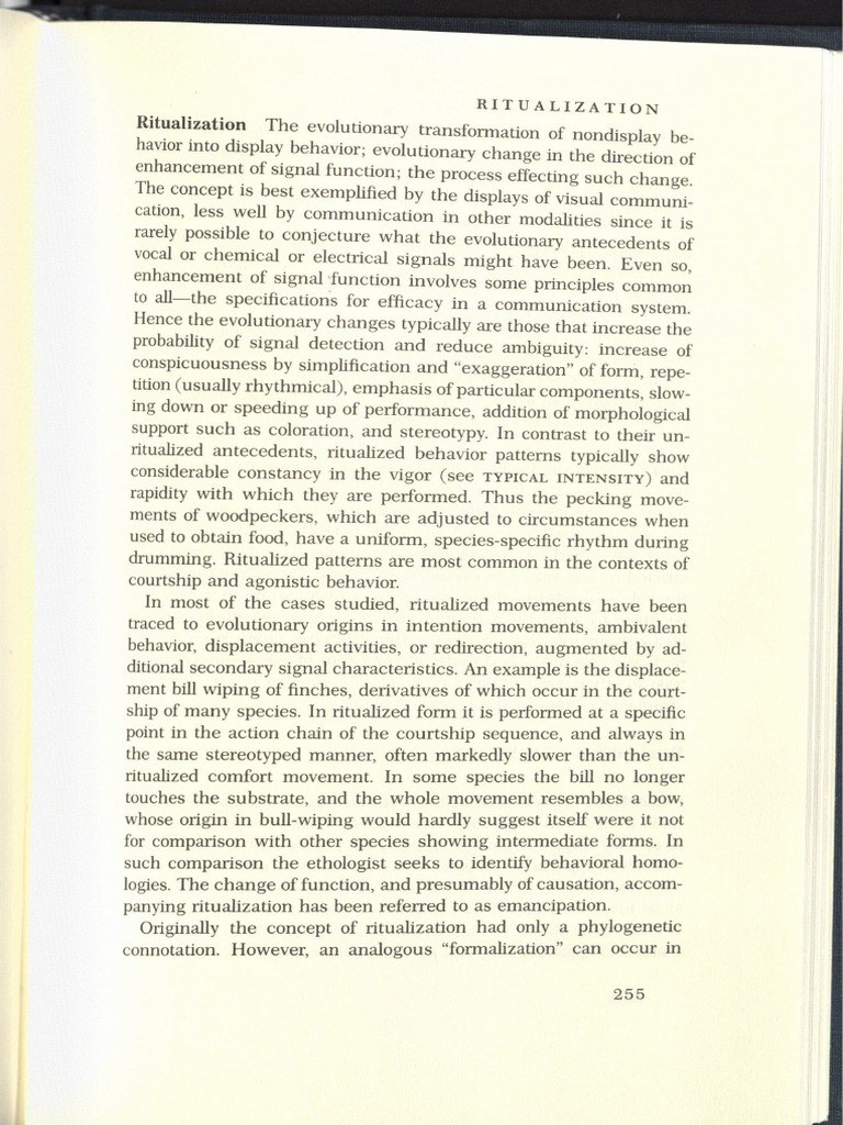 Immelmann, Ethology, "Ritualization" (Definition) | PDF | Ethology ...