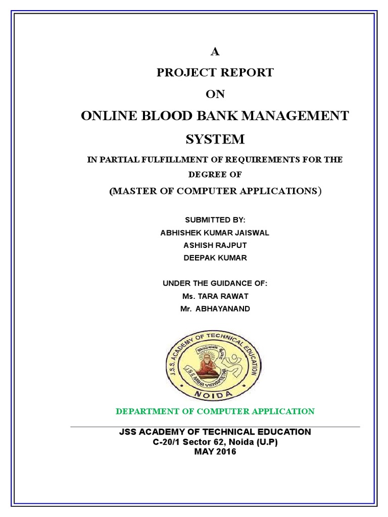 Project Report File | Databases | Blood Donation
