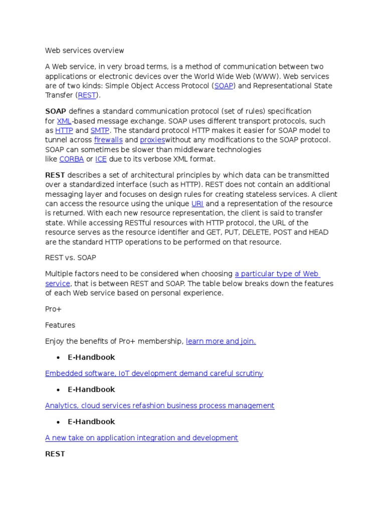 Web services overview: REST vs SOAP | PDF | Soap | Representational ...