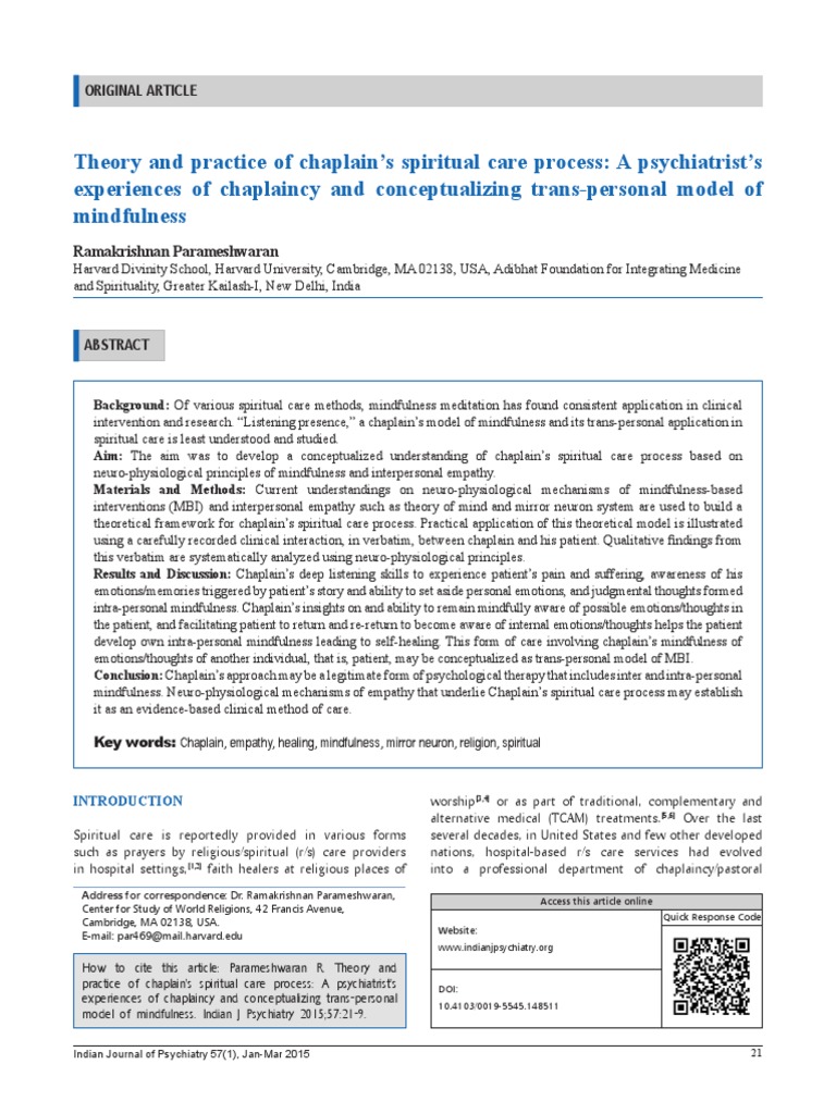 Theory and Practice of Chaplain's Spiritual Care Proces | PDF | Empathy ...