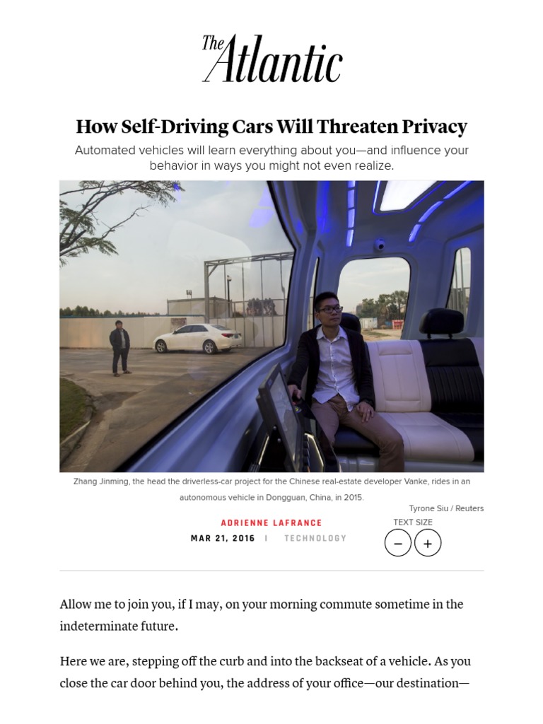 Self-Driving Cars Have A Privacy Problem - The Atlantic | PDF | Privacy ...