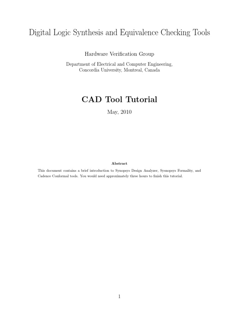 Digital Logic Synthesis And Equivalence Checking Tools Tutorial Pdf Hardware Description