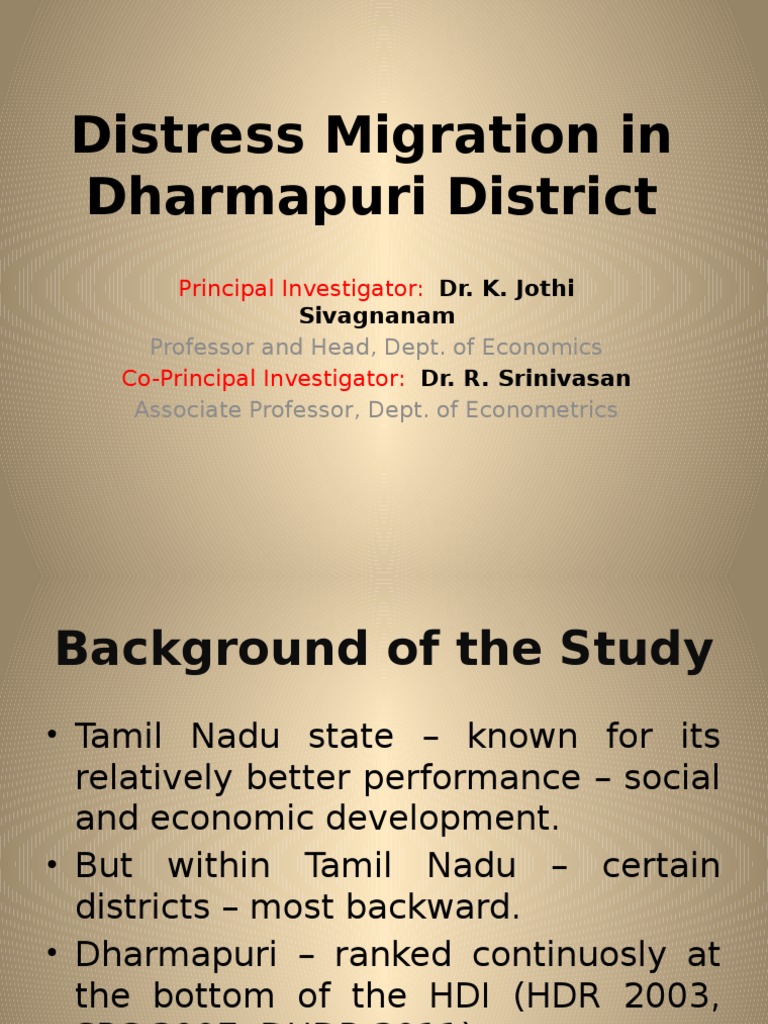 Distress Migration in Dharmapuri District | PDF | Migrant Worker | Census