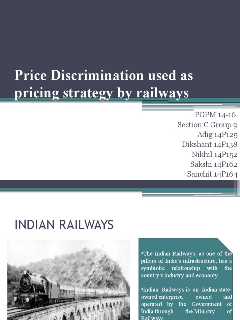14C9 Pricing Strategy - Indian Railways | PDF | Price Discrimination ...