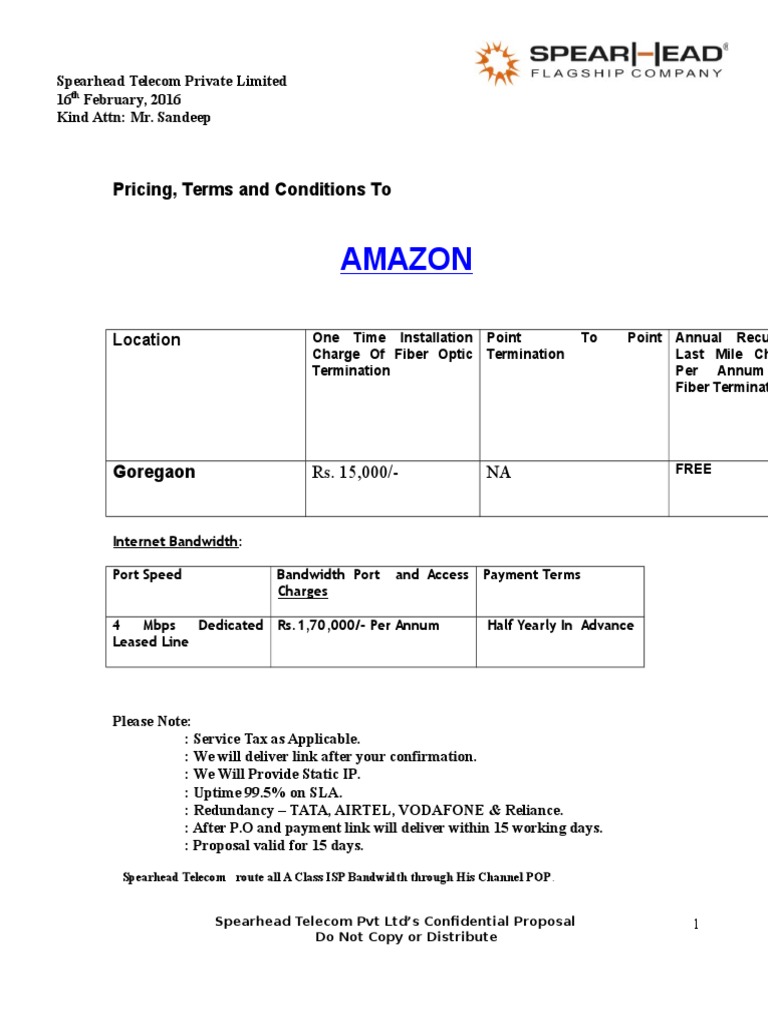 Amazon's Fiber Optic Proposal | PDF