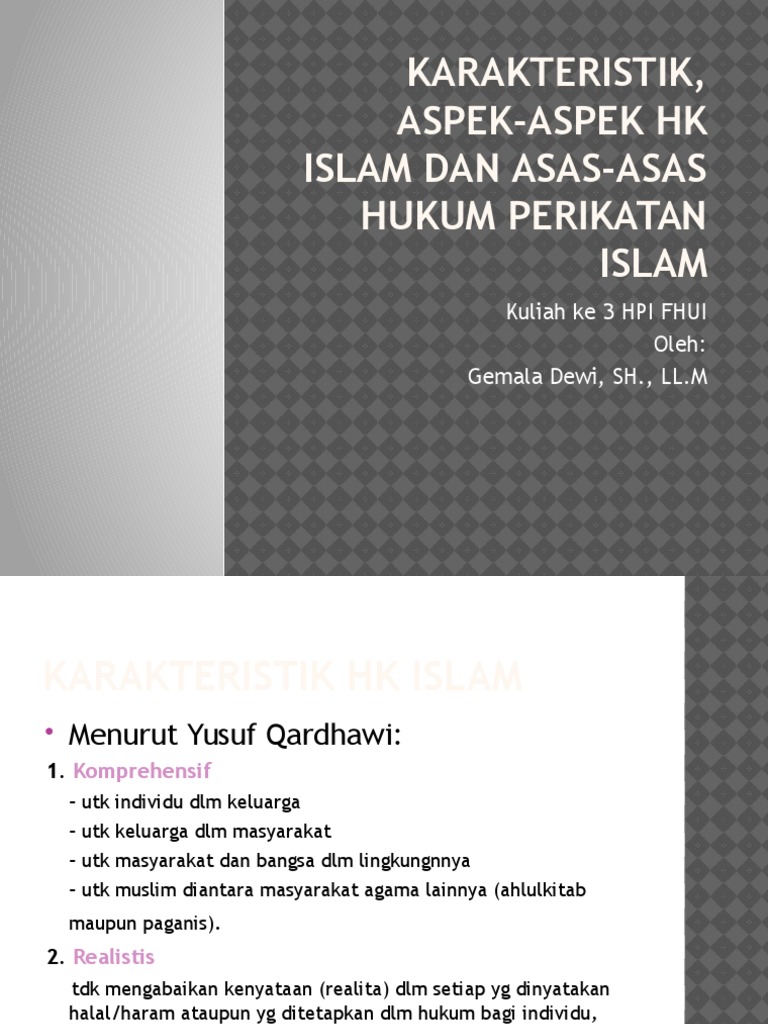 Karakteristik Aspek Aspek HK Islam Asas Asas Hpi | PDF