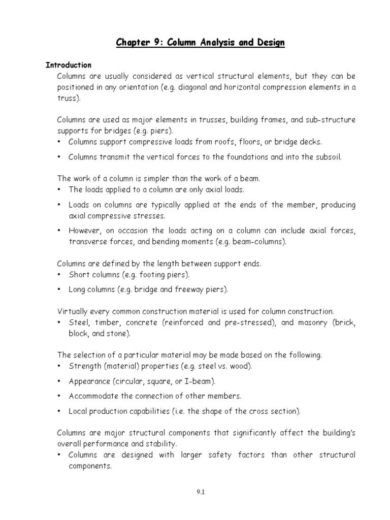 Overvew Column Analysis | PDF | Buckling | Column