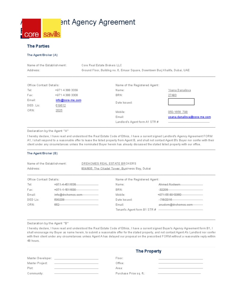 Agent To Agent Agreement Form I | PDF | Civil Law (Common Law ...