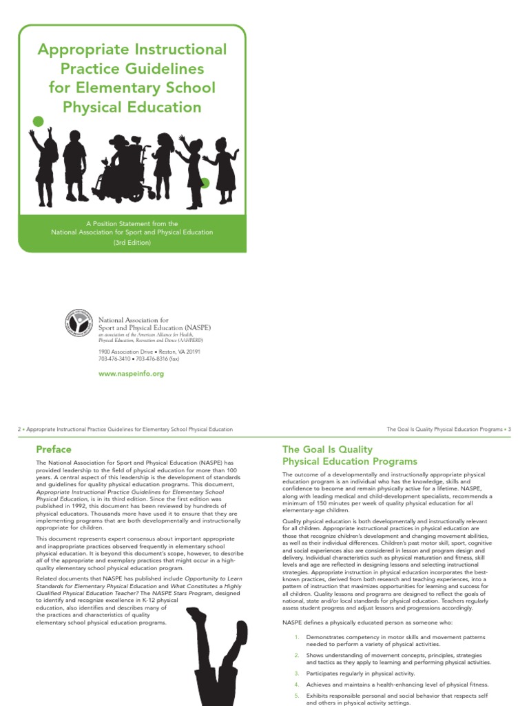 Guidelines for Elementary PE Instruction | PDF | Physical Education ...