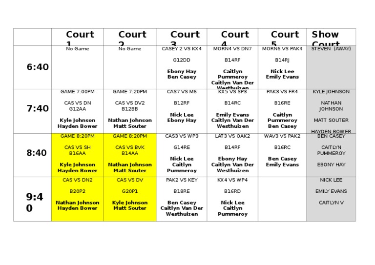 Basketball Game Schedule Overview | PDF | Sports & Recreation