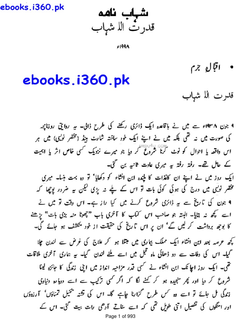 Shahab Nama by Qudrat Ullah Shahab Complete | PDF
