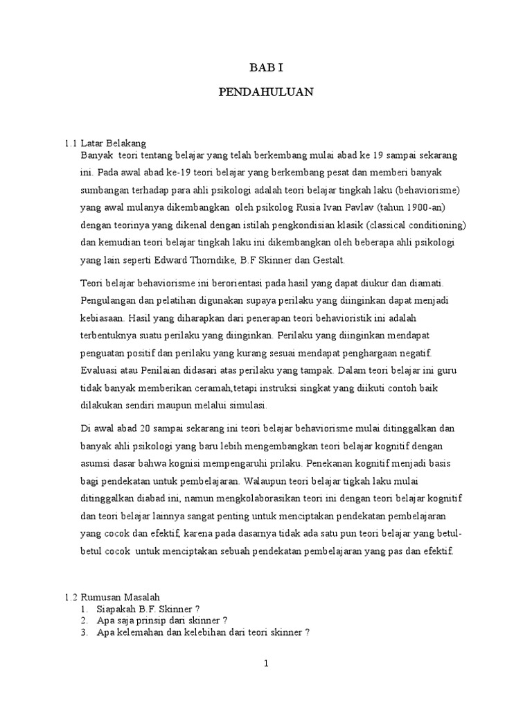 Teori Belajar Behaviorisme Skinner Dan Bandura | PDF