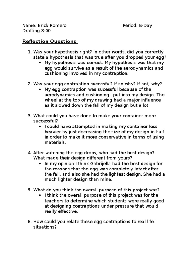 Egg Drop Reflection | PDF