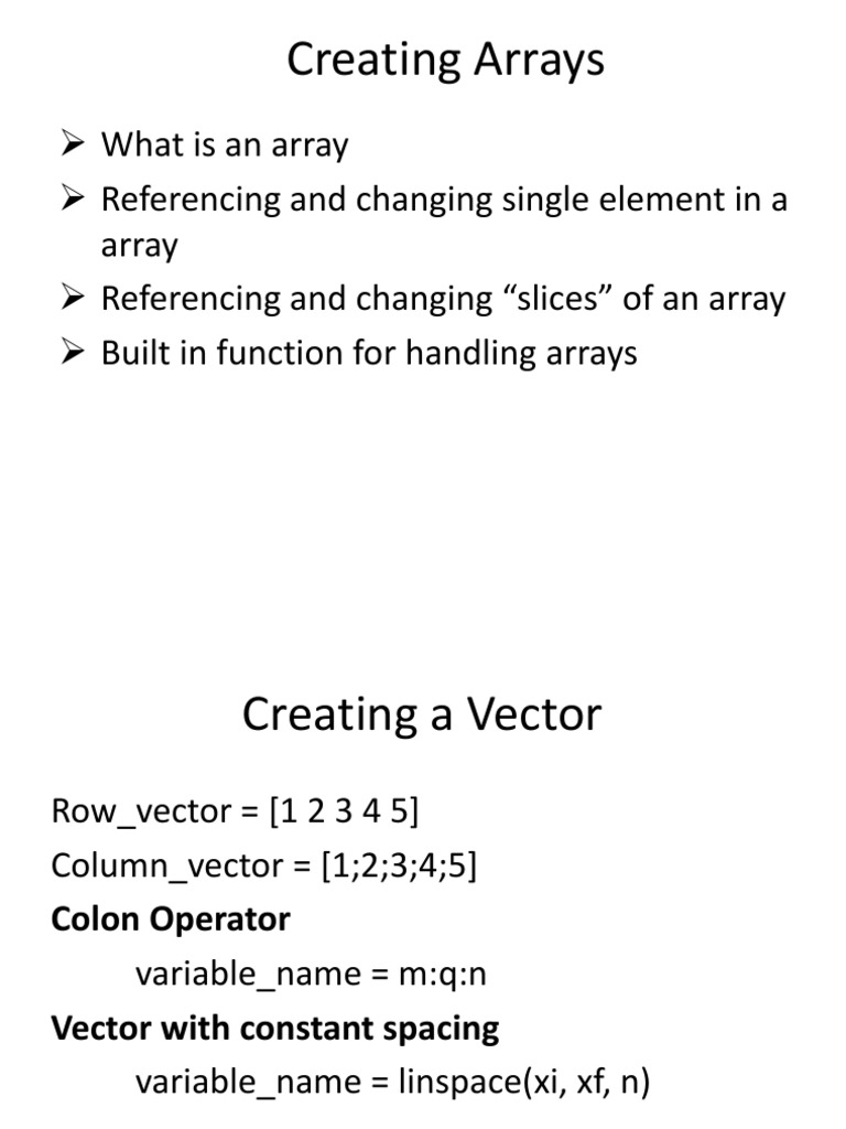 Creating Arrays | PDF | Interpolation | Spline (Mathematics)