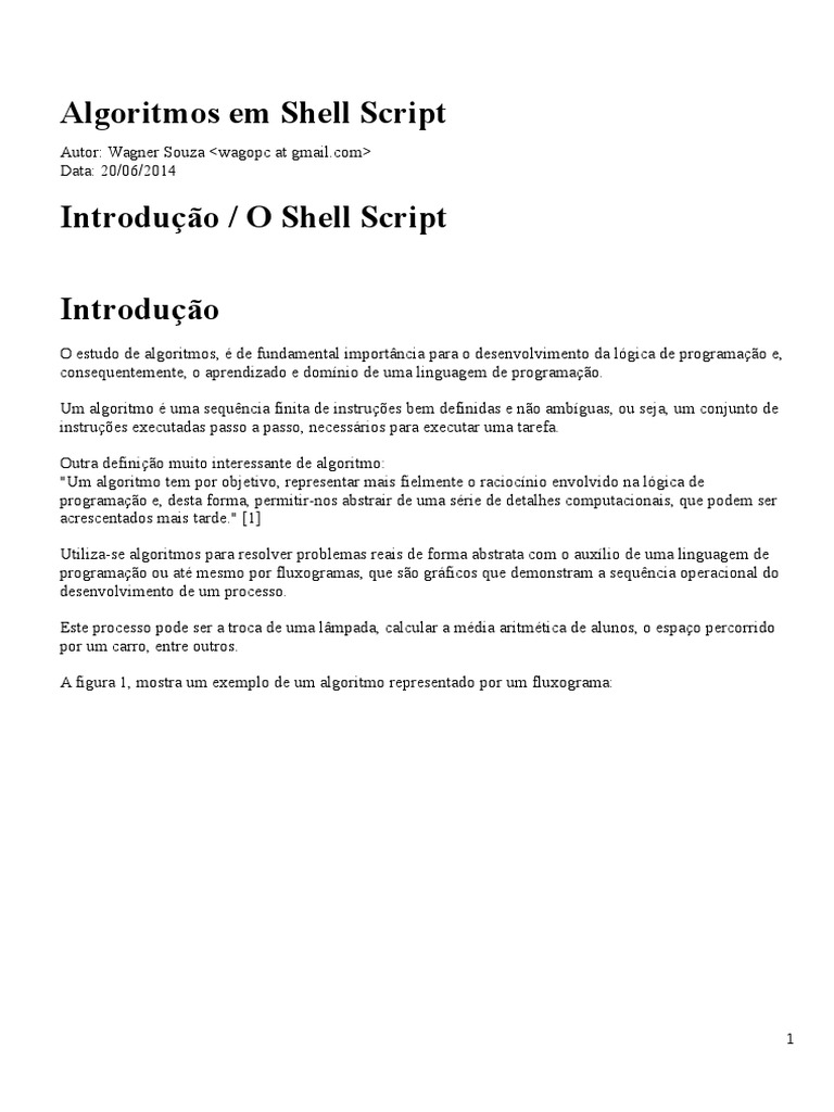 Algoritmos em Shell Script | PDF | Shell (informática) | Linguagem de script