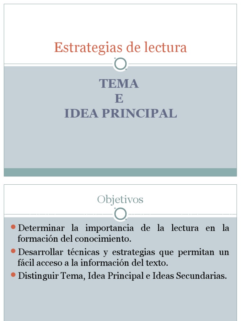 Identificación de Ideas Principales | PDF | Lectura (proceso) | Autor