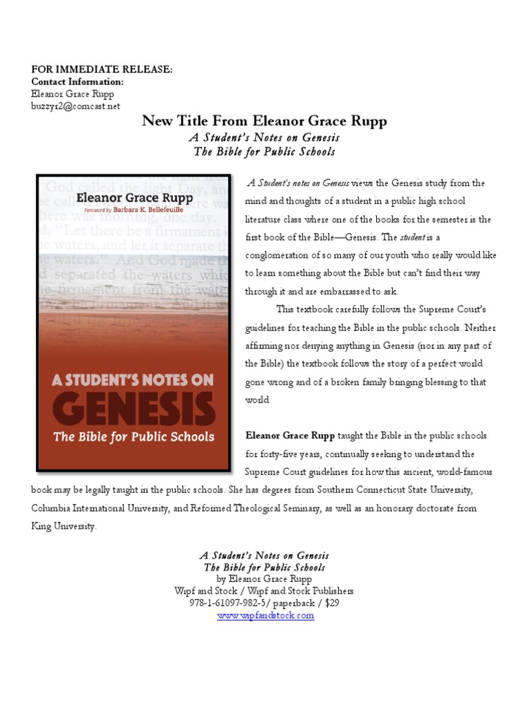 Rupp Press Kit | PDF | Bible | Book Of Genesis