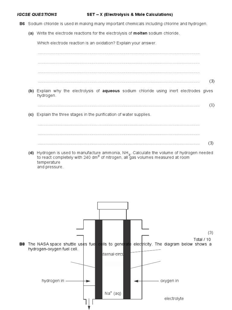 Electrolysis of Sodium Chloride: Producing Chlorine, Hydrogen and ...