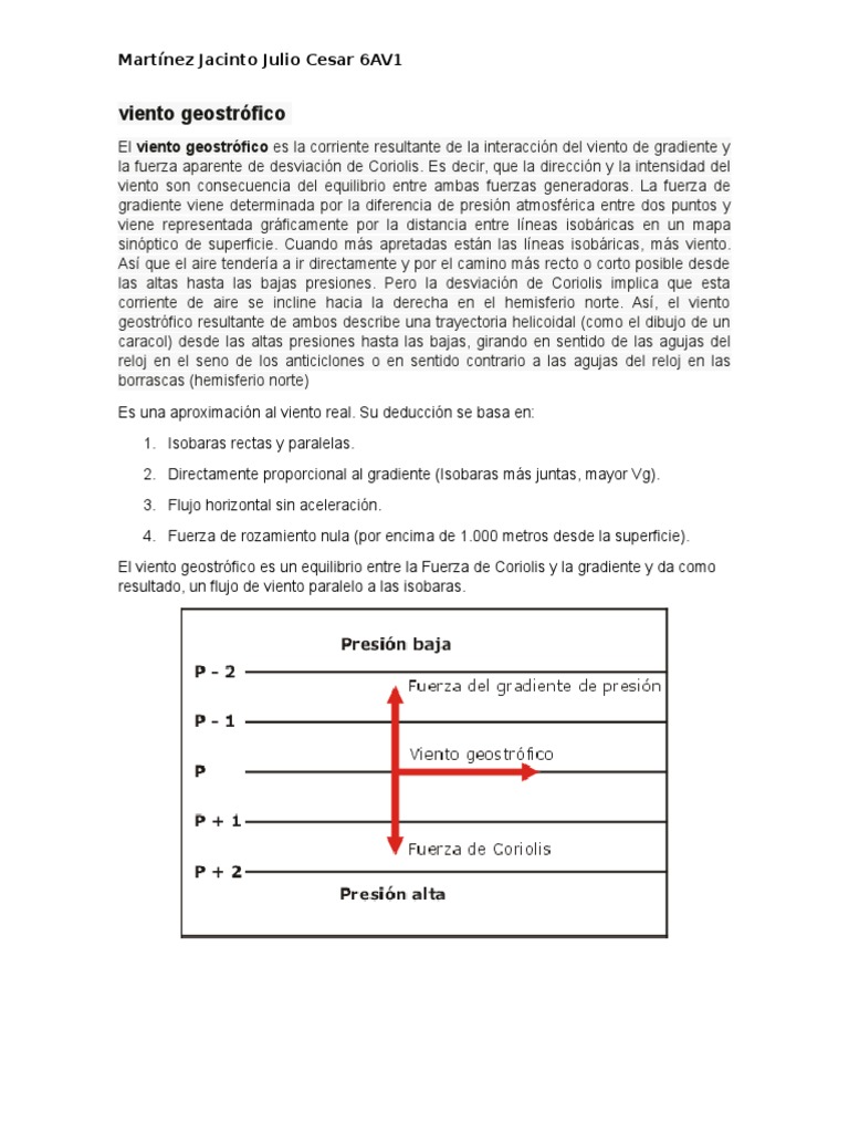 Viento Geostrófico | PDF | Velocidad del viento | Dinámica (Mecánica)