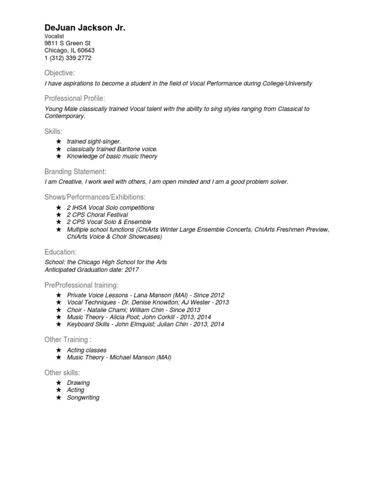 Dejuan Jackson JR.: Objective | PDF