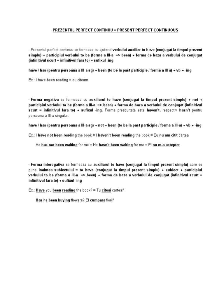 Prezentul Perfect Continuu | PDF | Languages | Language Arts & Discipline