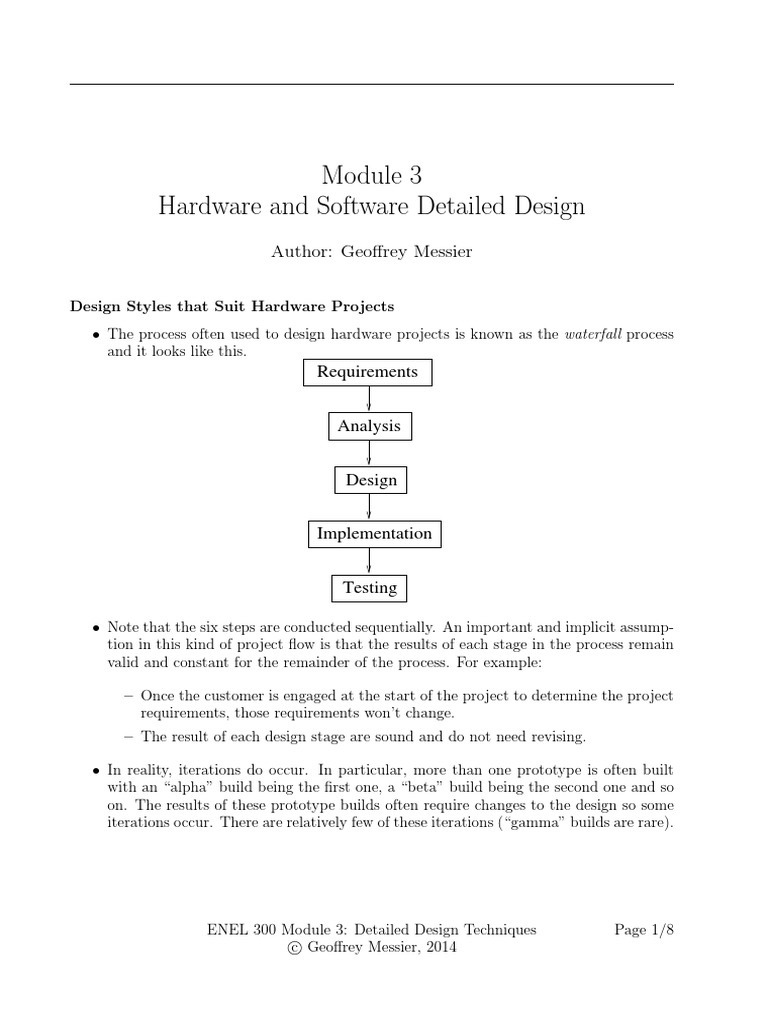 Hardware and Software Detailed Design: Author: Geoffrey Messier | PDF ...
