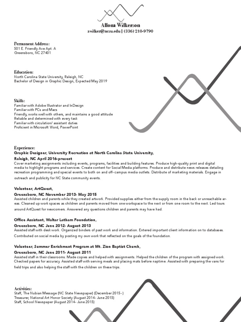NC State Graphic Design Resume | PDF