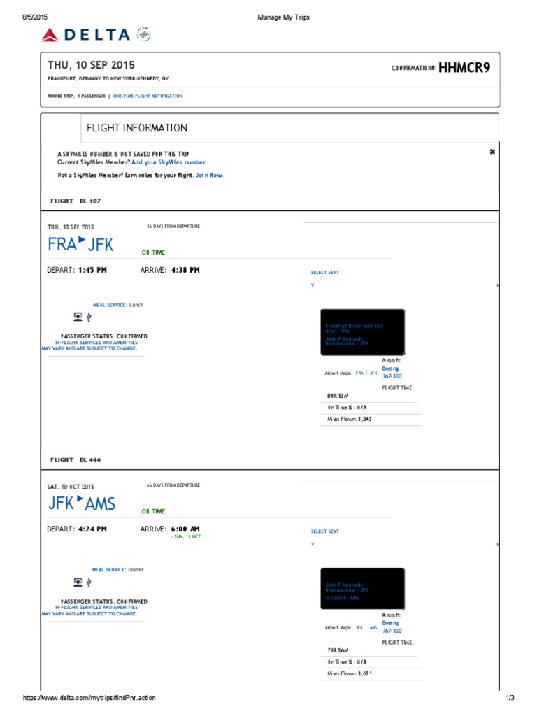 Manage My Trips | PDF | Delta Air Lines | John F. Kennedy International ...
