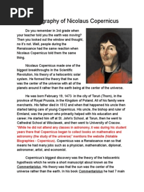 Nicolaus Copernicus Commentariolus