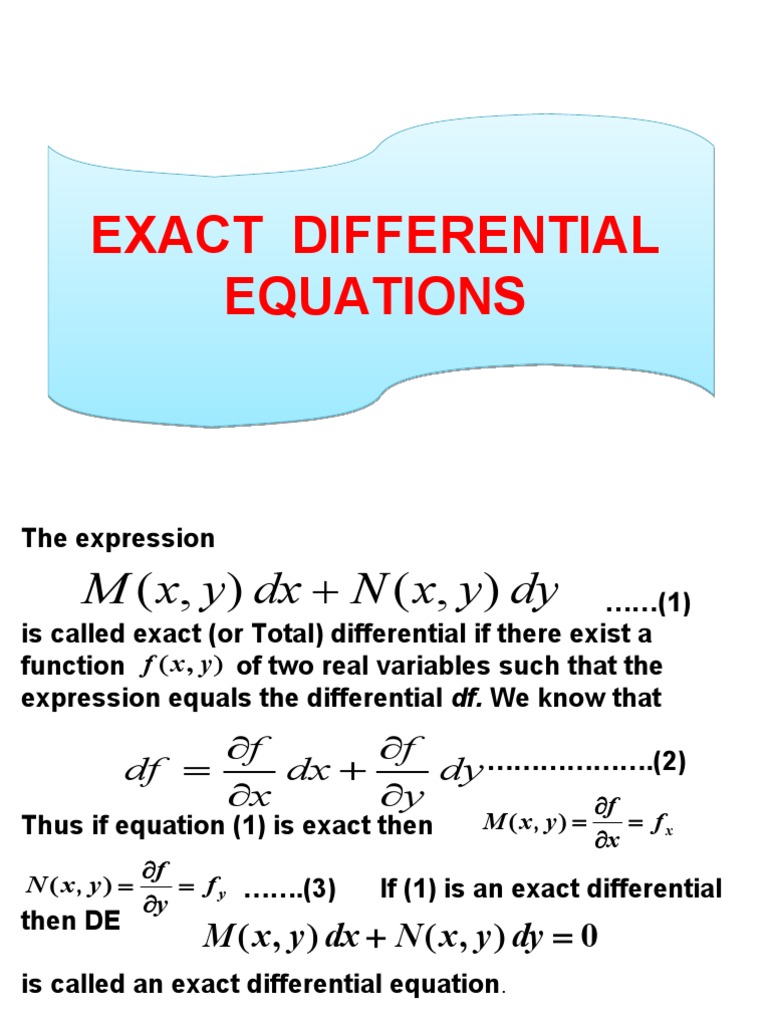Exact Differential Equations | Differential Equations | Equations ...