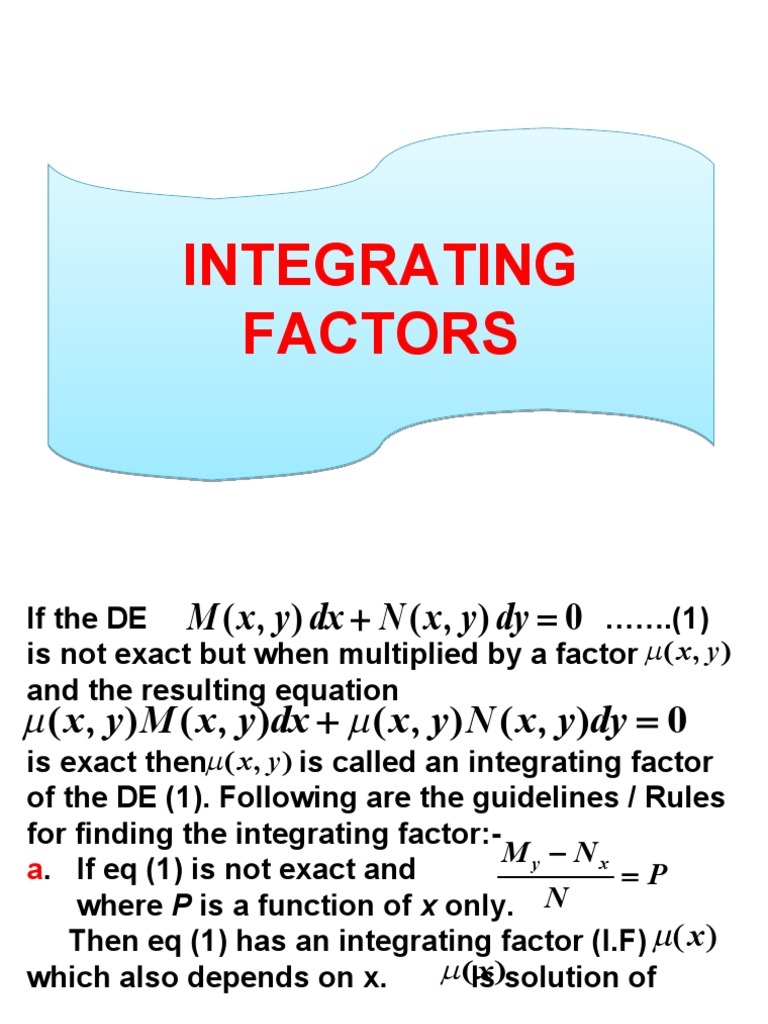 Integrating Factors | Mathematical Analysis | Differential Calculus ...