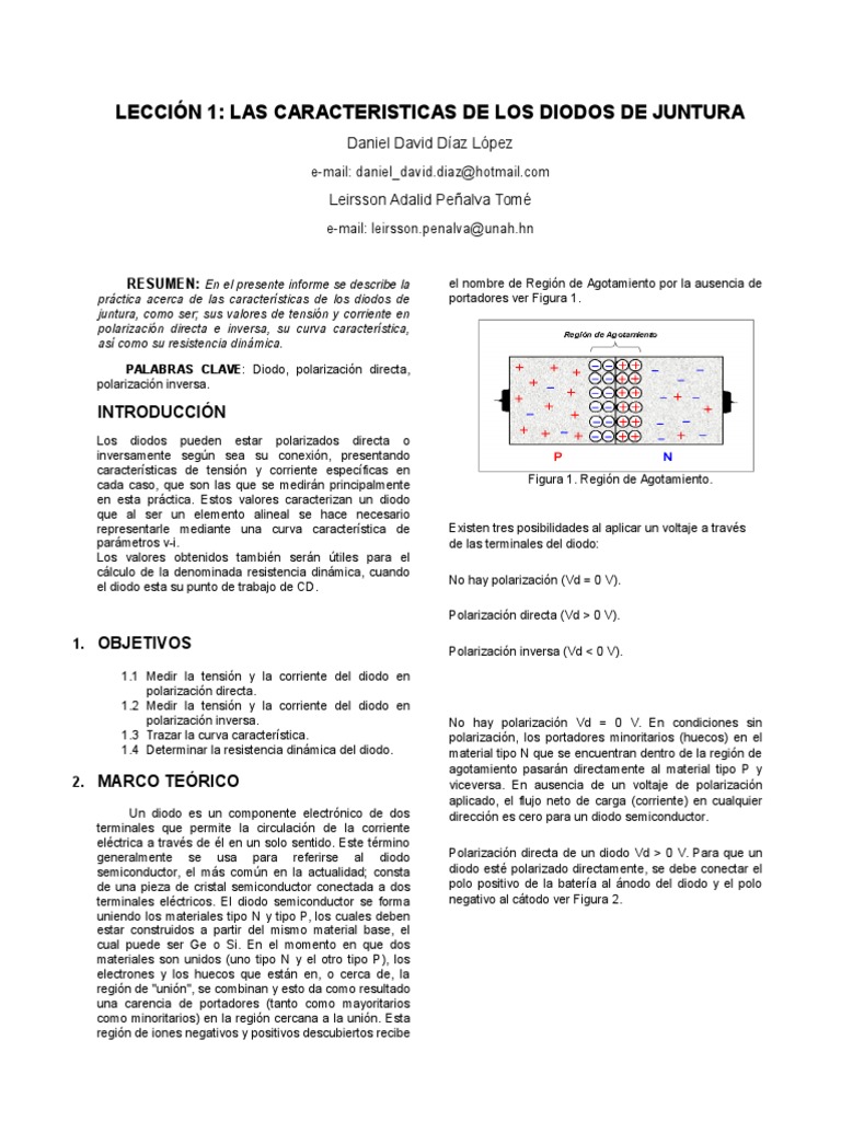 Informe Leccion 1 y 2 Diodos | PDF | Diodo | Rectificador