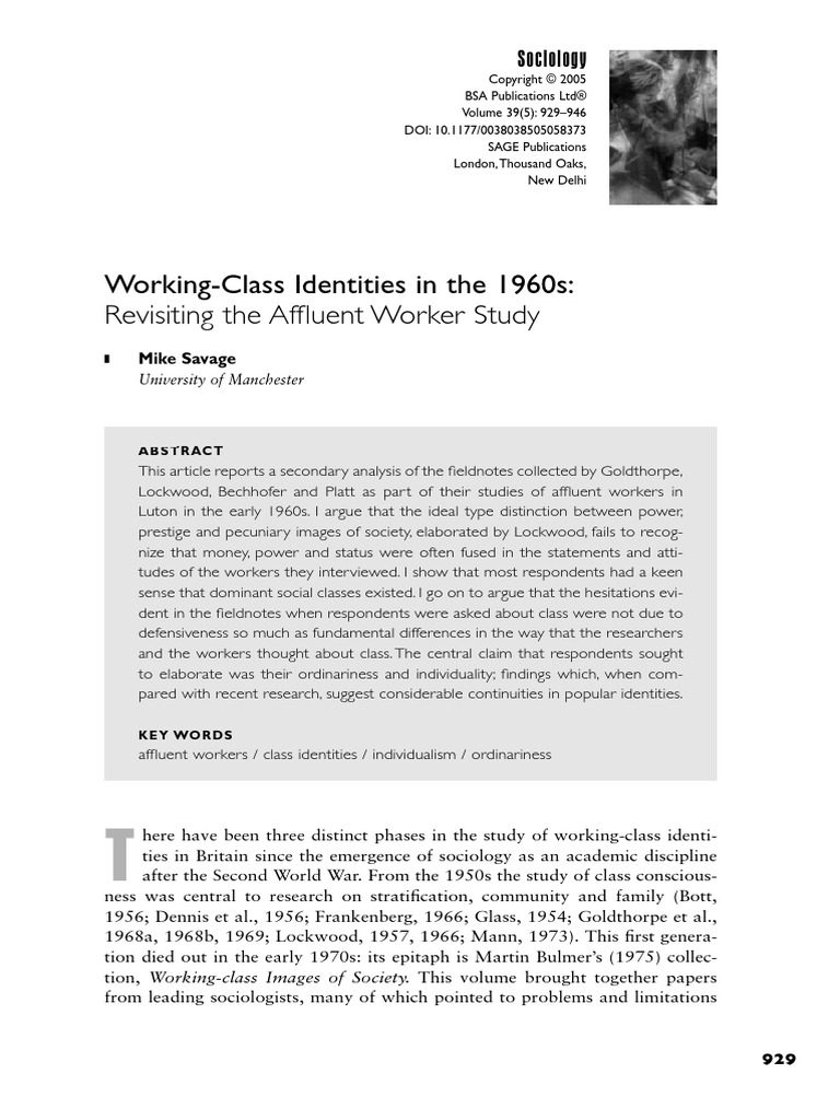 About The Affluent Worker de | PDF | Working Class | Sociology