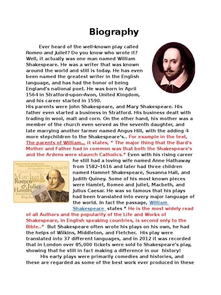 William Shakespeare's Life & Legacy | PDF | Play (Theatre) | William ...
