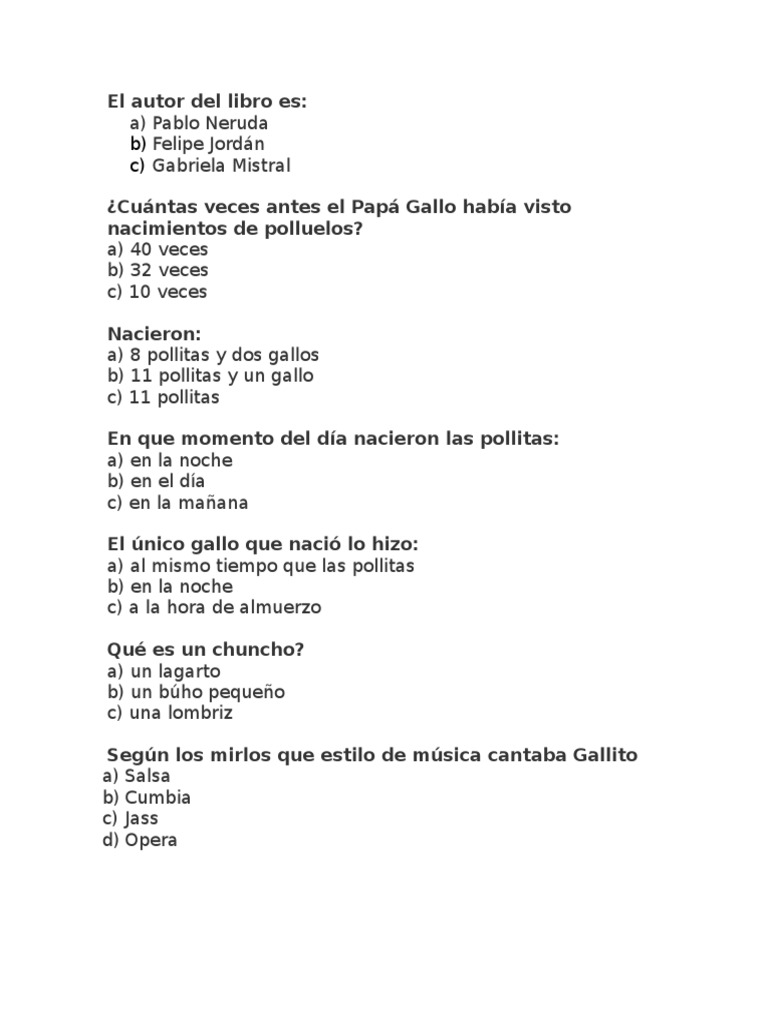 Prueba Gallito Jazz | PDF | Pollo | Ocio