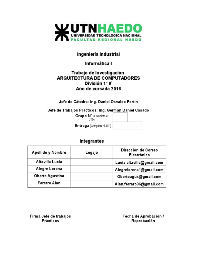 MODELO Caratula TP Informatica | PDF