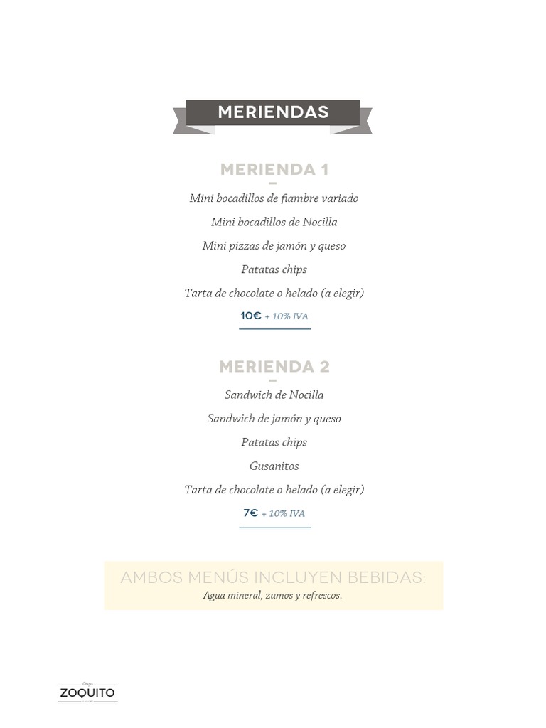 Menu Merienda | PDF