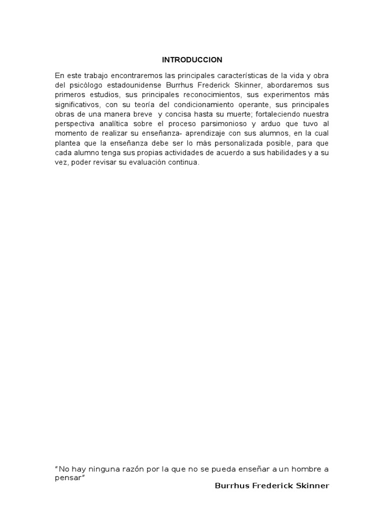 Vida y Obra de Skinner Con Linea de Tiempo | PDF | Aprendizaje | Sicología