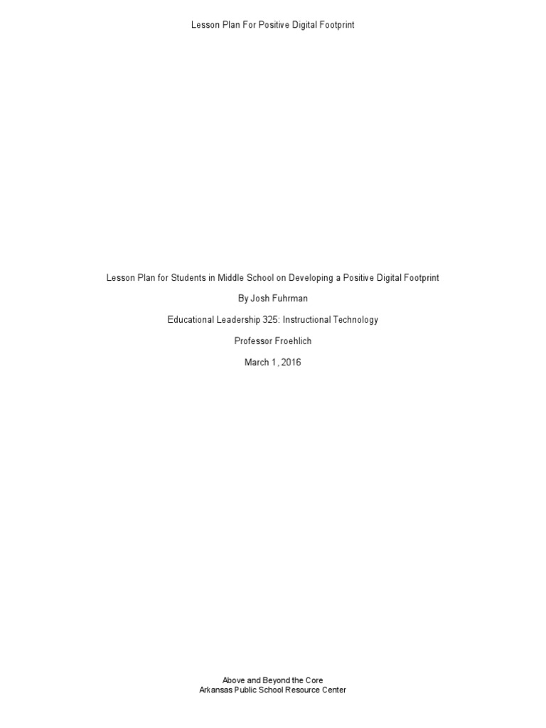 Lesson Plan For Positive Digital Footprint | PDF | Lesson Plan ...