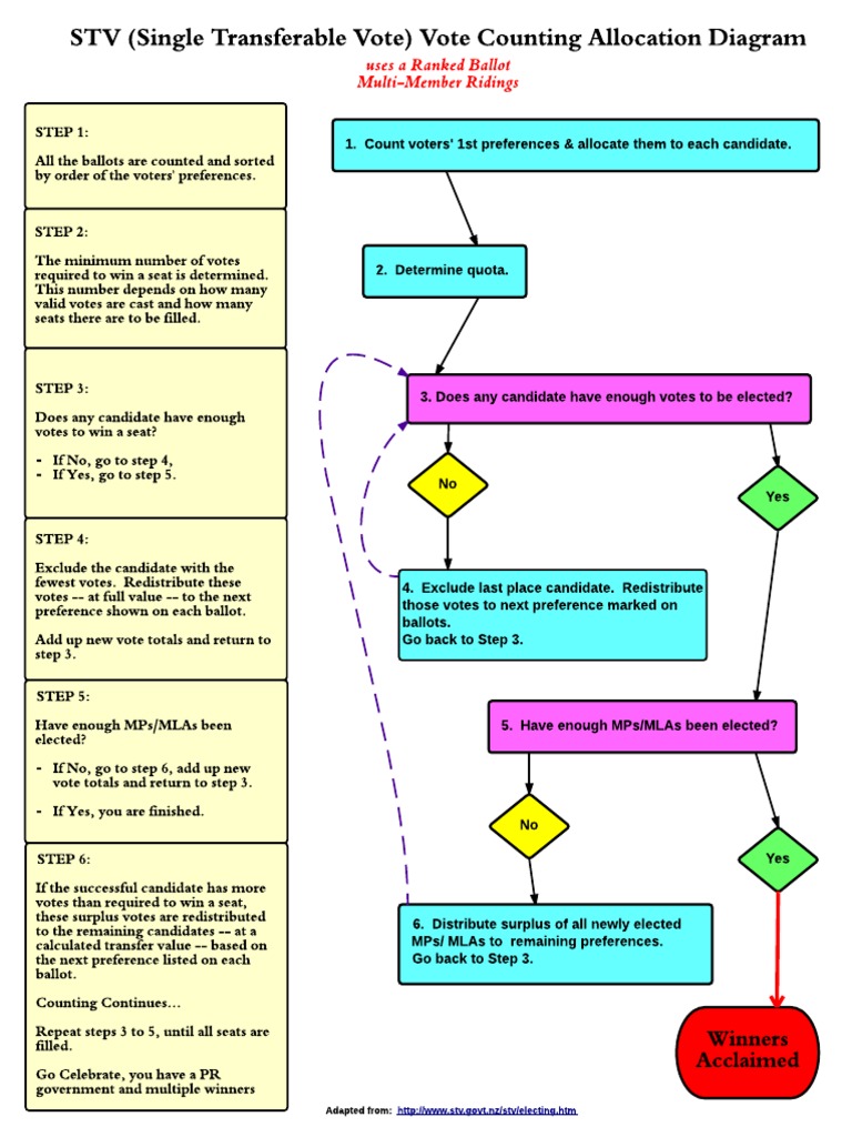 STV Single Transferable Vote Counting Flowchart | PDF | Voting ...